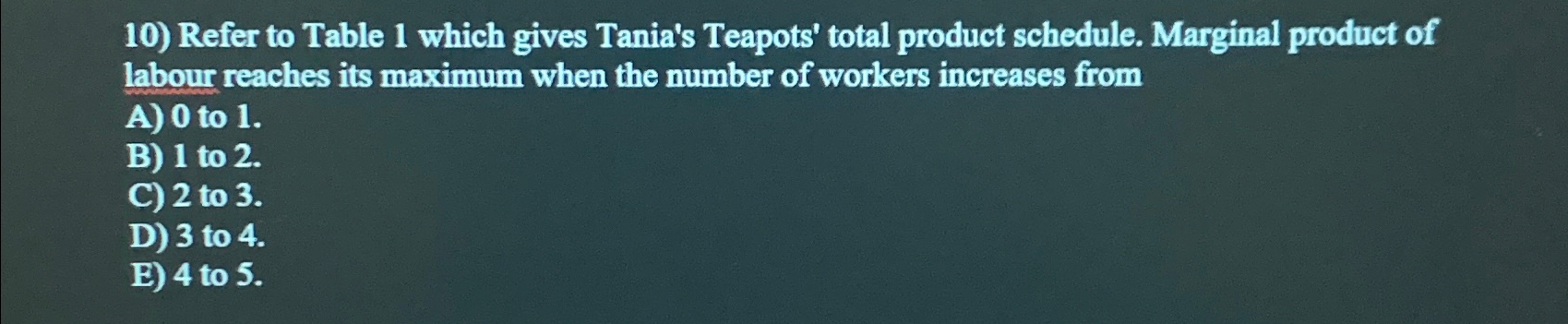 Solved Refer to Table 1 ﻿which gives Tania's Teapots' total | Chegg.com