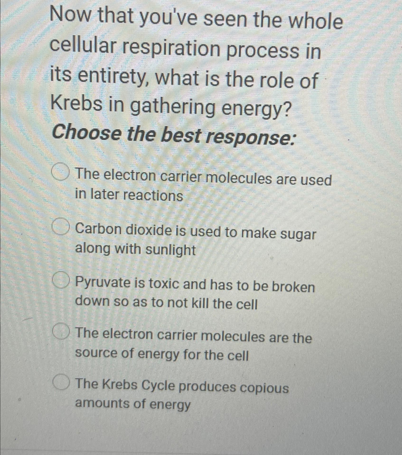 Solved Now that you've seen the whole cellular respiration | Chegg.com
