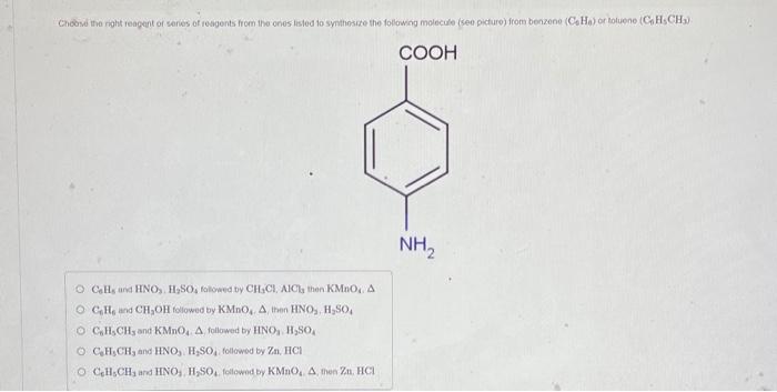 Solved Choose the right reagent or series of roagents from | Chegg.com