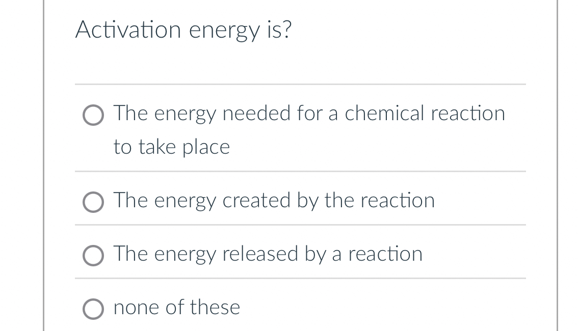 Solved Activation energy is?The energy needed for a chemical | Chegg.com