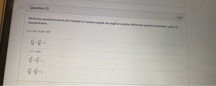 Solved Question 15 Spts Write the equation in terms of a | Chegg.com Solved Question 15 Spts Write the equation in terms of a | Chegg.com