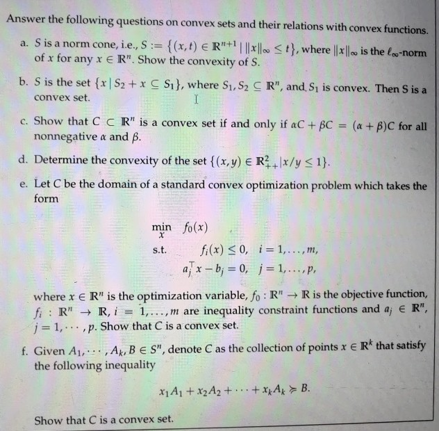 Solved Answer the following questions on convex sets and | Chegg.com