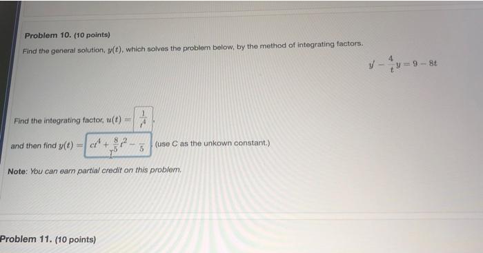 Problem 10. (10 points) Find the general solution, | Chegg.com
