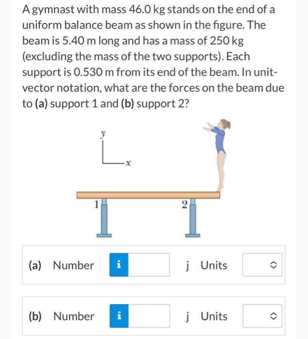Solved A gymnast with mass 46.0 kg stands on the end of a | Chegg.com