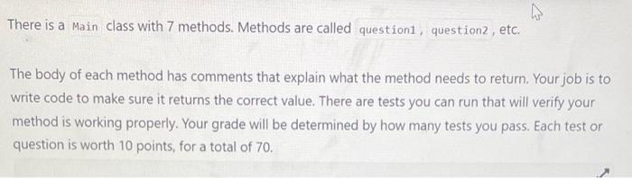 Solved There is a Main class with 7 methods. Methods are | Chegg.com