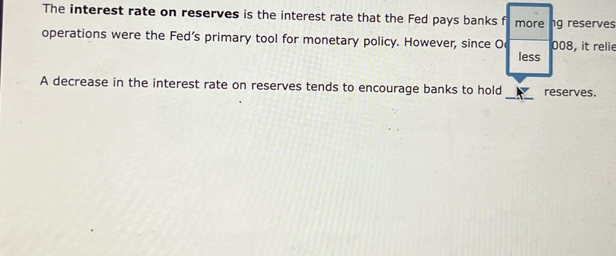 Solved The interest rate on reserves is the interest rate | Chegg.com