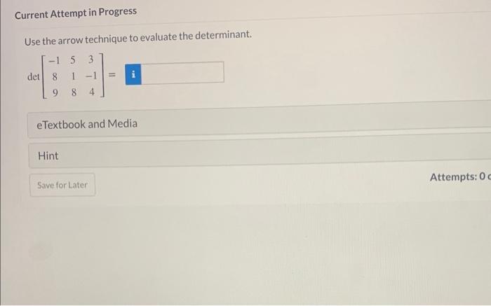 Solved Use the arrow technique to evaluate the determinant. | Chegg.com