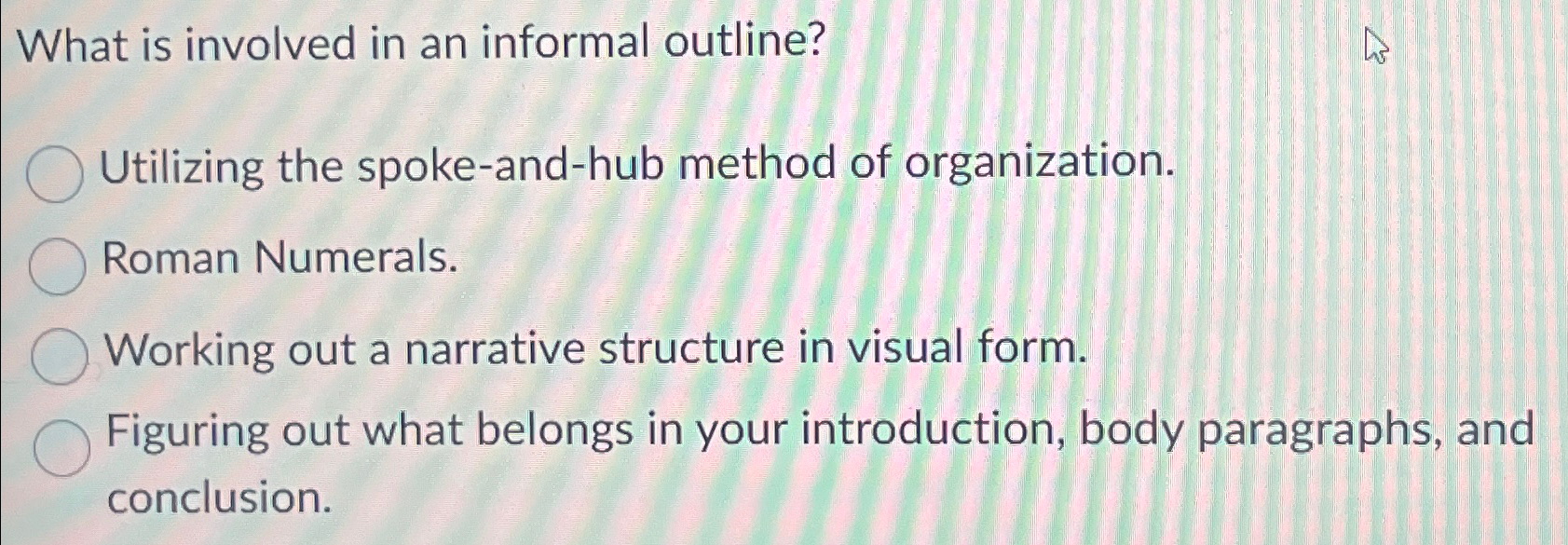 Solved What is involved in an informal outline?Utilizing the | Chegg.com