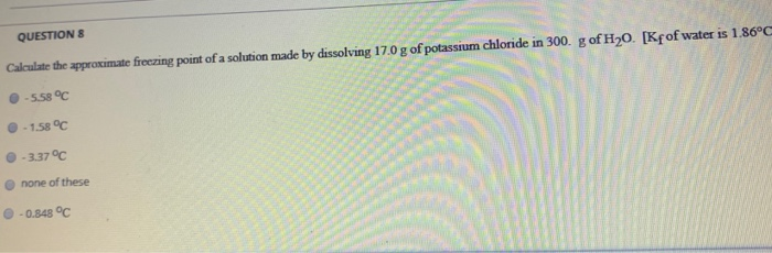 Solved QUESTIONS Calculate the approximate freezing point of | Chegg.com