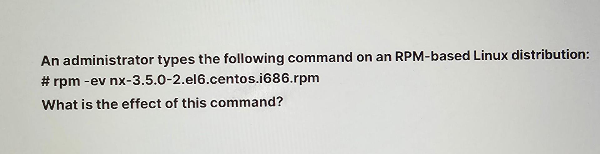 Solved An administrator types the following command on an | Chegg.com
