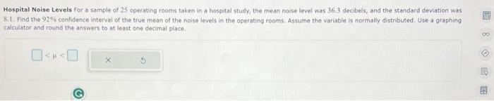 Solved Hospital Noise Levels for a sample of 25 operating | Chegg.com