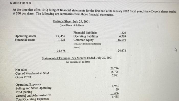 Solved QUESTION 3 At the time that of its 10-Q filing of | Chegg.com