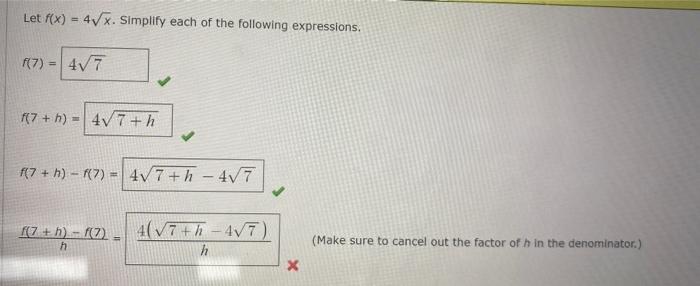Solved Let f(x)=4x. Simplify each of the following | Chegg.com
