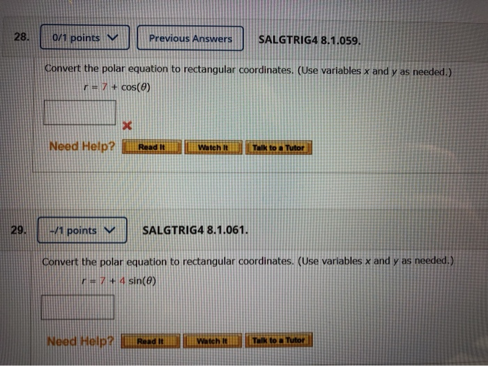 Solved Convert the polar equations to rectangular | Chegg.com