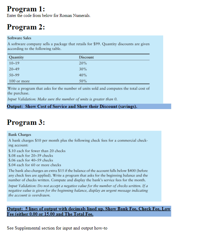 Solved Program 1:Enter the code from below for Roman | Chegg.com