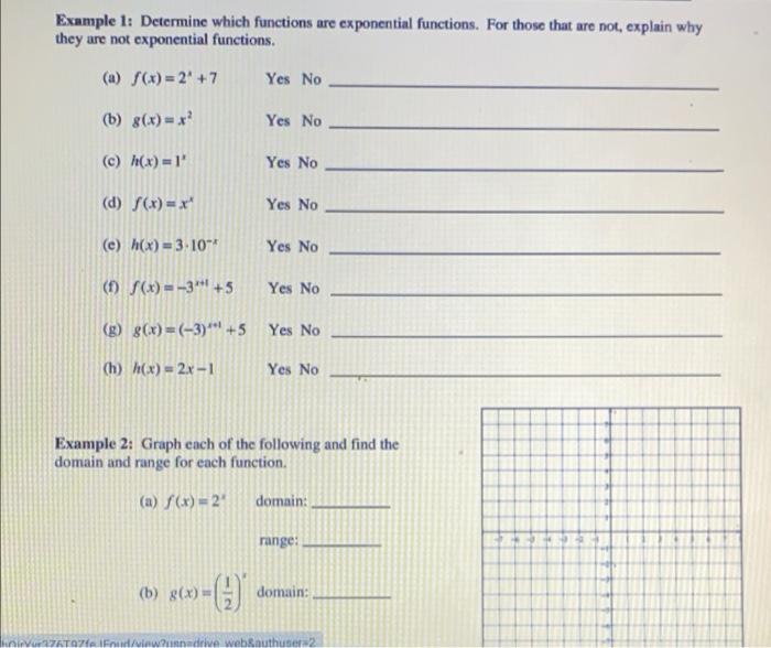 Solved Example 1: Determine which functions are exponential | Chegg.com