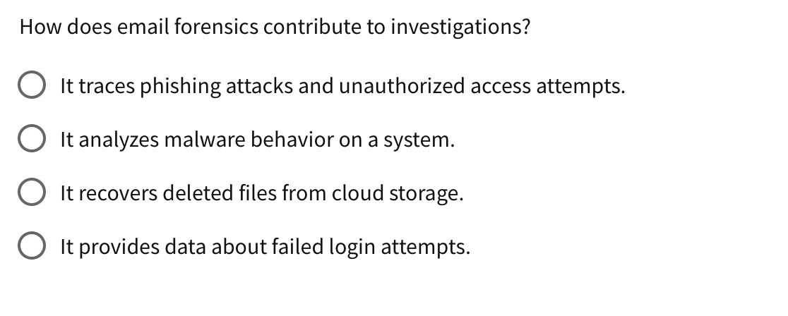Solved How does email forensics contribute to | Chegg.com