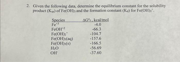 Solved 2. Given the following data, determine the | Chegg.com