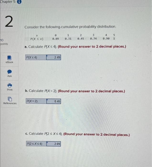 Solved Consider the following cumulative probability | Chegg.com