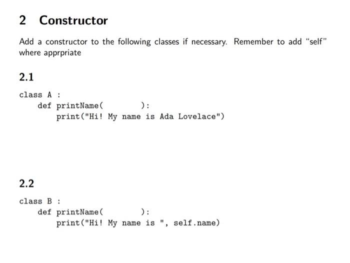 Solved 2 Constructor Add a constructor to the following | Chegg.com
