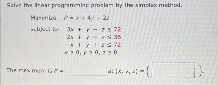 Solved Solve the linear programming problem by the simplex | Chegg.com