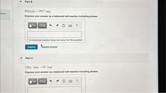 Solved PbO2( s)→Pb2+(aq) Express your answer as a balanced | Chegg.com