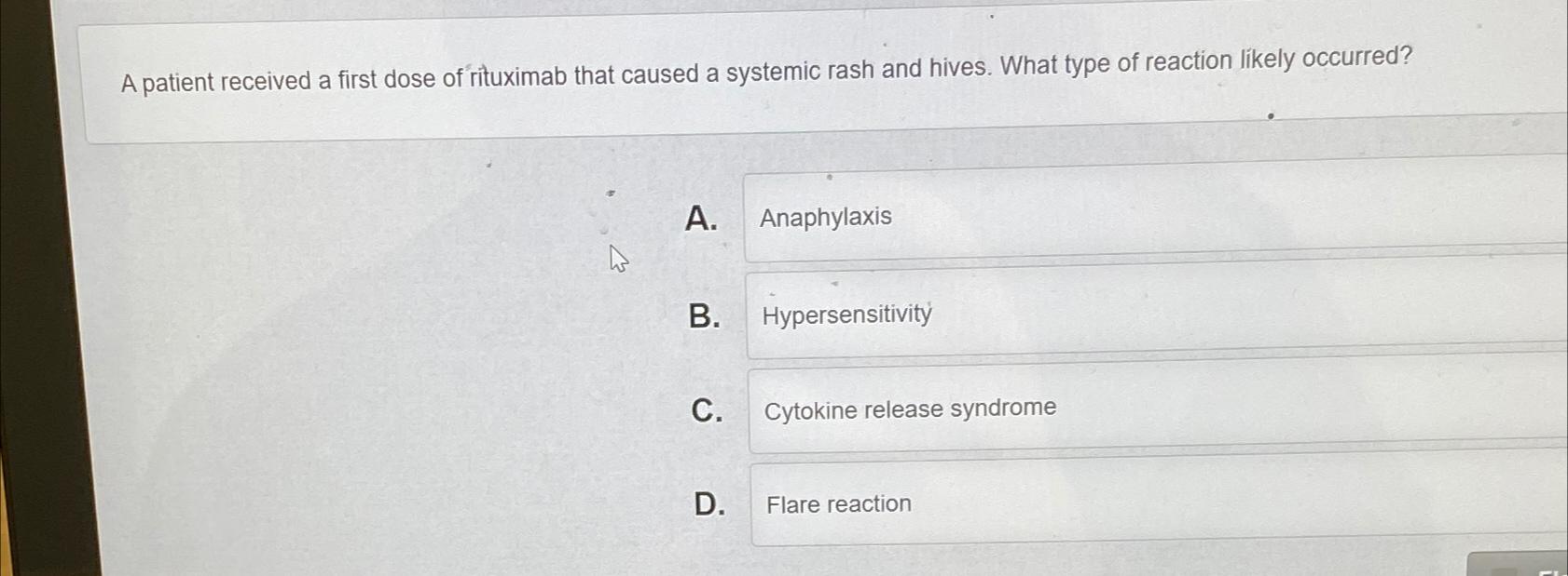 Solved A patient received a first dose of rituximab that | Chegg.com