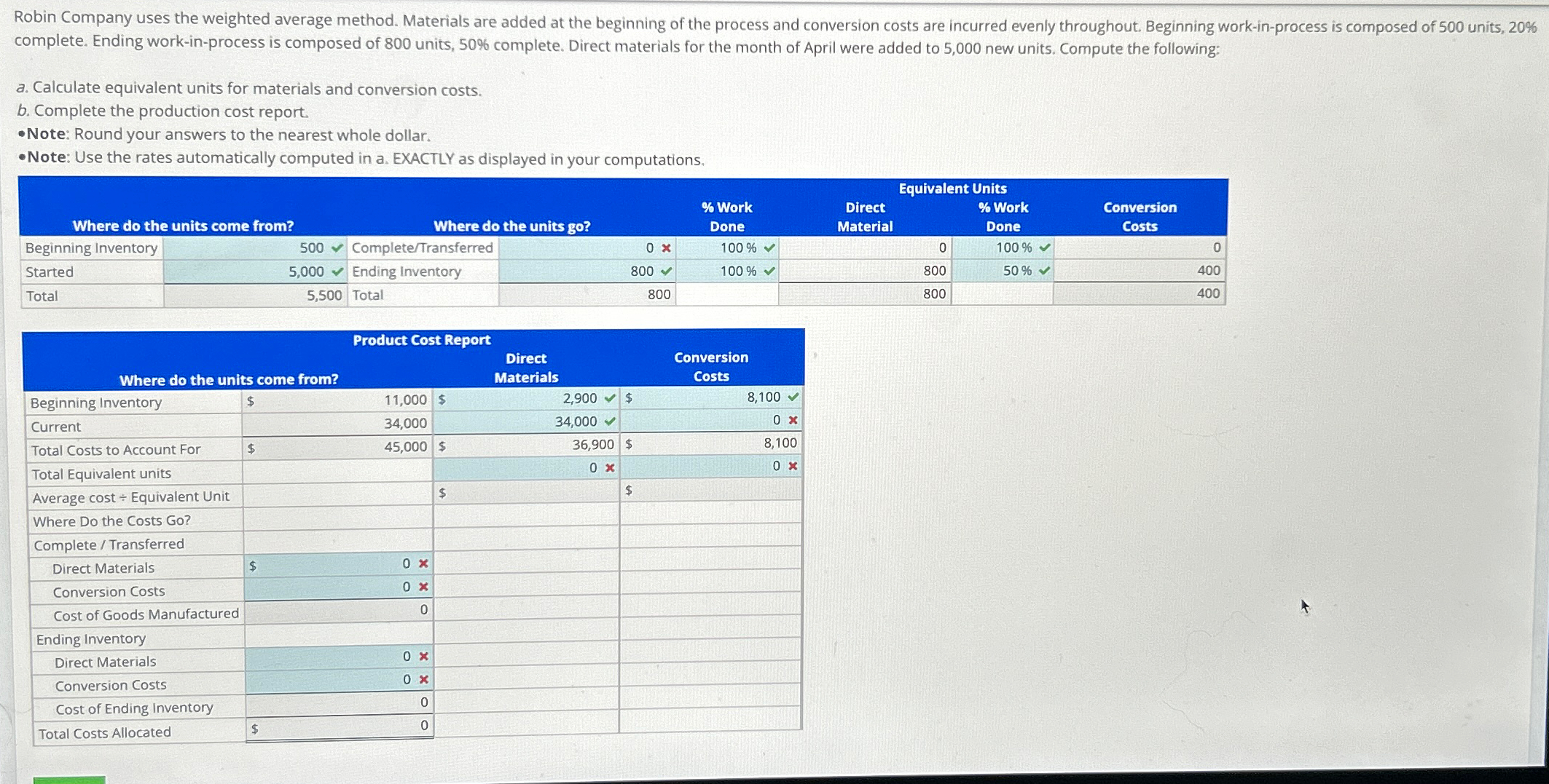 Solved complete. Ending work-in-process is composed of 800 | Chegg.com