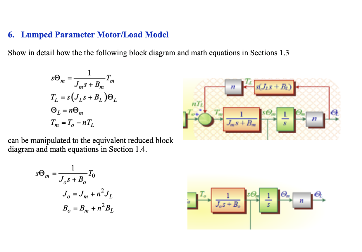 Solved Lumped Parameter Motor/Load ModelShow in detail how | Chegg.com