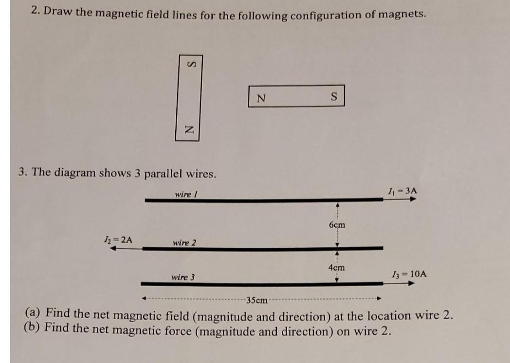 Solved 2. Draw the magnetic field lines for the following | Chegg.com