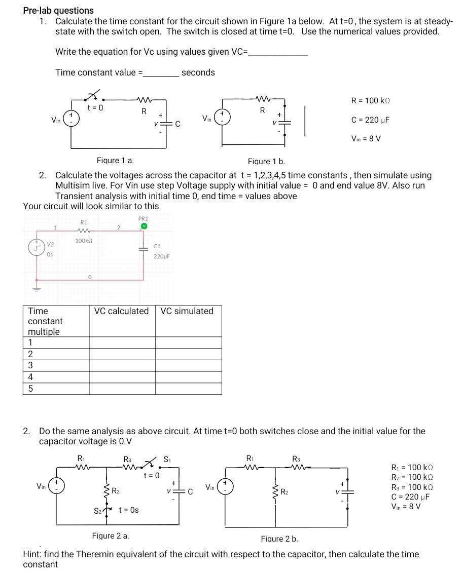 Solved #MULTISIM# Please answer the PreLAB & solve and do | Chegg.com