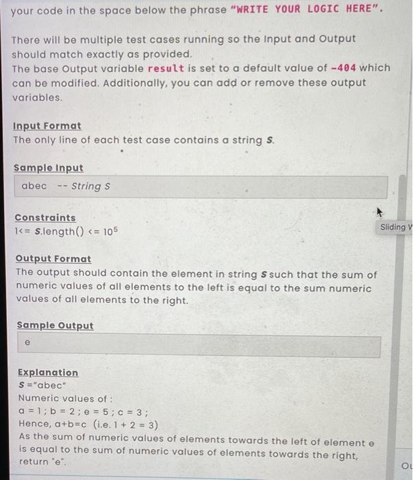 Solved Searching Algorithms: Equal Sums A string S | Chegg.com