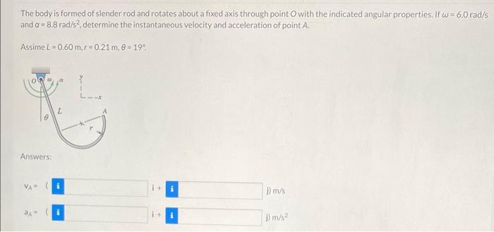 Solved The body is formed of slender rod and rotates about a | Chegg.com