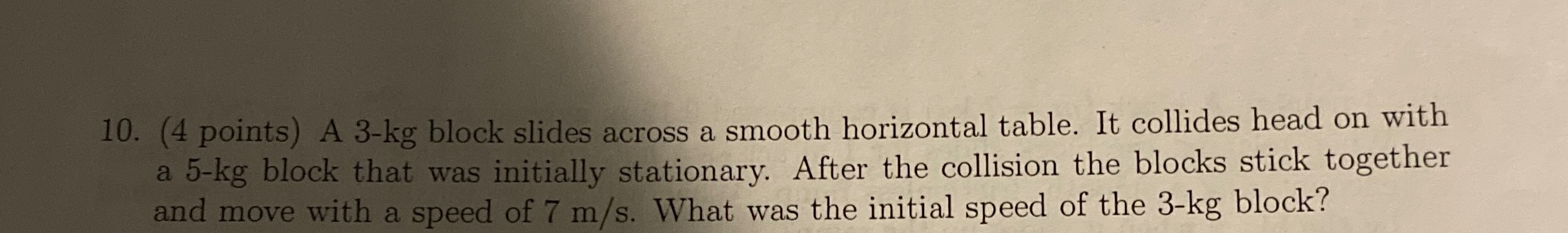Solved (4 ﻿points) ﻿A 3-kg block slides across a smooth | Chegg.com