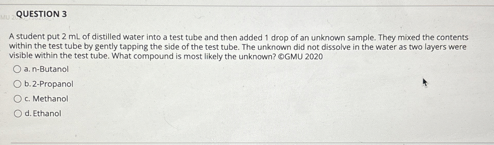 Solved QUESTION 3A student put 2 ﻿mL of distilled water into | Chegg.com