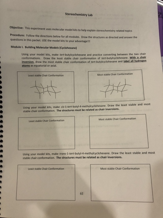 Solved Stereochemistry Lab Objective: This experiment uses | Chegg.com