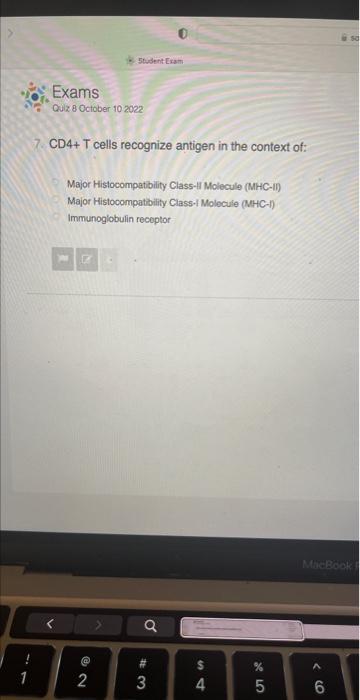 Solved 7. CD4+T cells recognize antigen in the context of: | Chegg.com