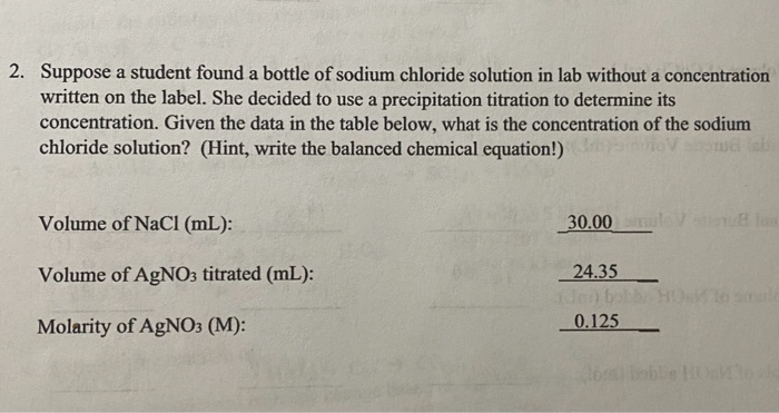 Solved 2. Suppose a student found a bottle of sodium | Chegg.com