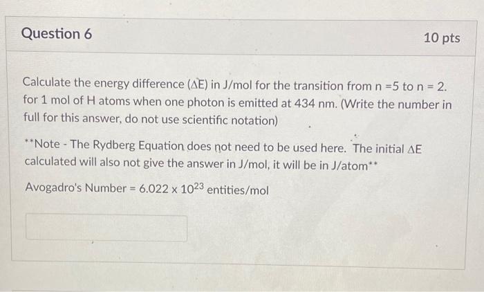 Solved Calculate the energy difference (ΔE) in J/mol for the | Chegg.com