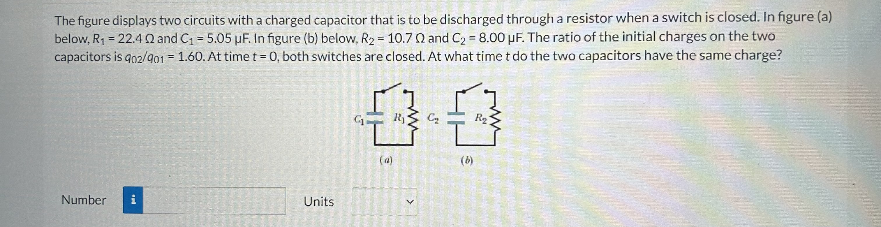 Solved The figure displays two circuits with a charged | Chegg.com