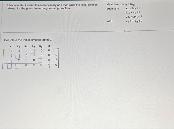 Solved Introduce slack variables as necessary and then write | Chegg.com