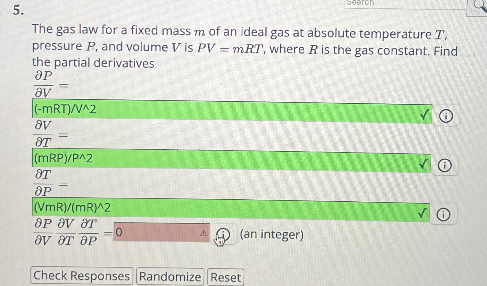 Solved The gas law for a fixed mass m ﻿of an ideal gas at | Chegg.com
