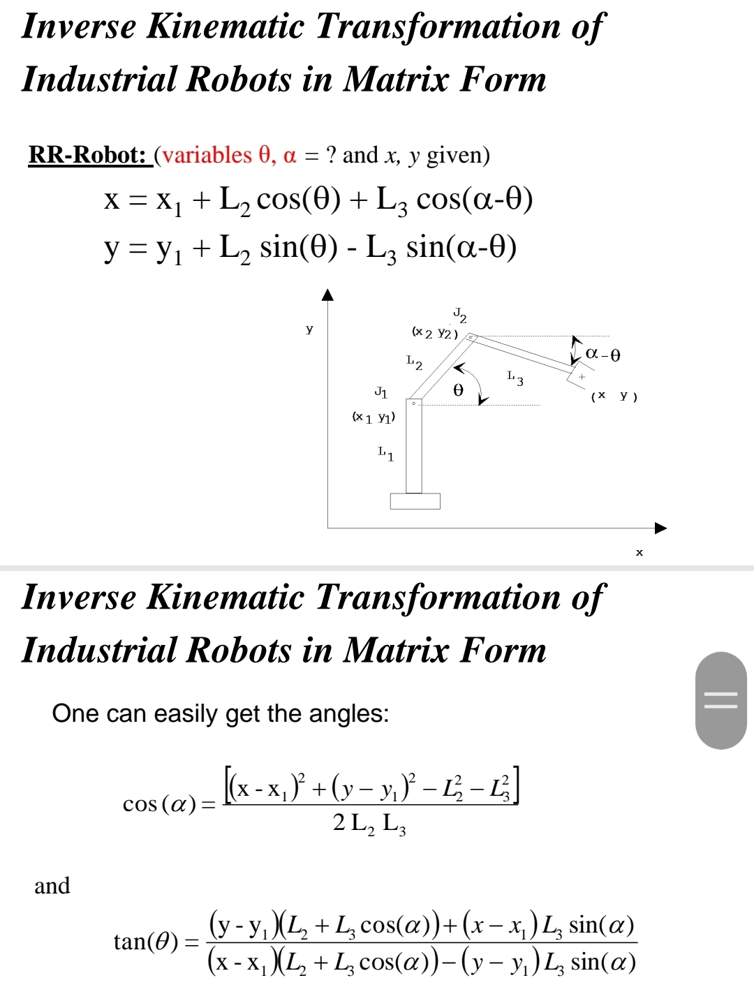 Solved Inverse Kinematic Transformation of Industrial Robots | Chegg.com