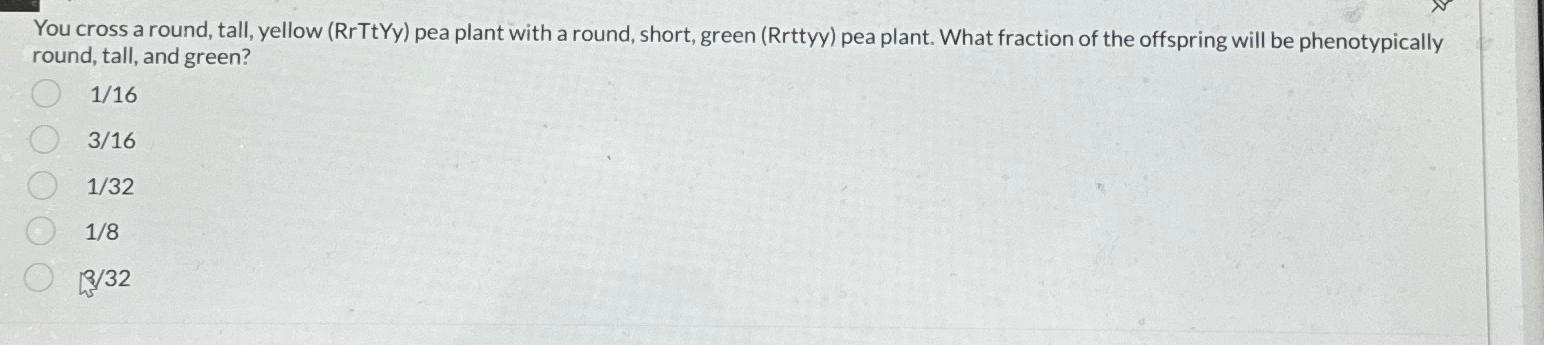 Solved You cross a round, tall, yellow (RrTtYy) ﻿pea plant | Chegg.com