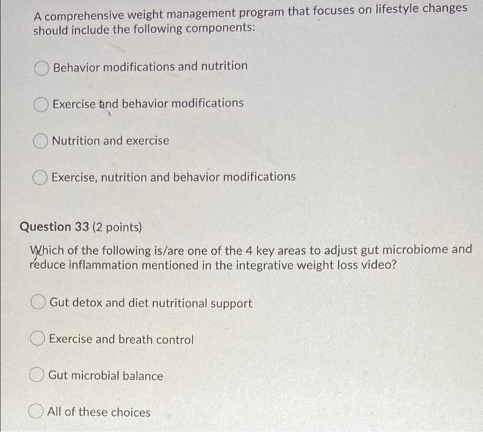 Solved A comprehensive weight management program that | Chegg.com