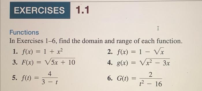 Solved Functions In Exercises 1-6, find the domain and range | Chegg.com