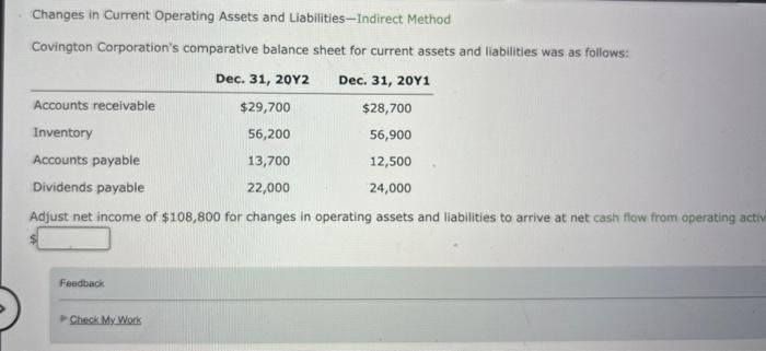 Solved what is the change in operating assets and liabilites | Chegg.com