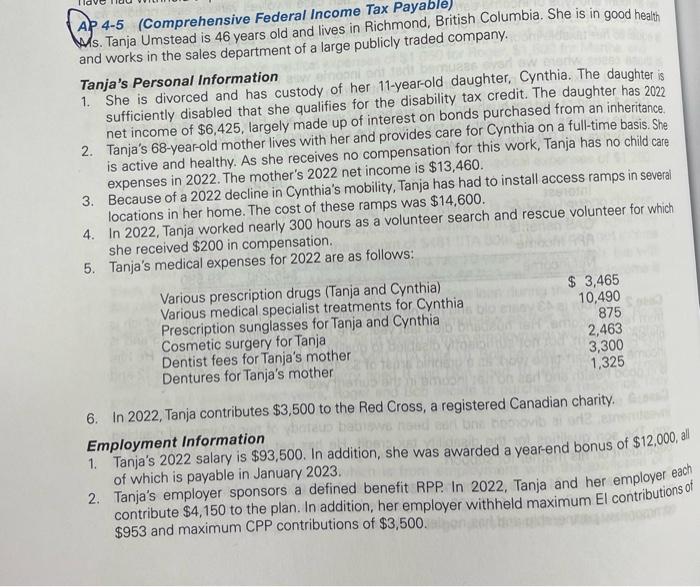 Solved AP 4-5 (Comprehensive Federal Income Tax Payable) e | Chegg.com