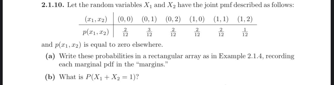 Solved 2.1.10. ﻿Let the random variables x1 ﻿and x2 ﻿have | Chegg.com