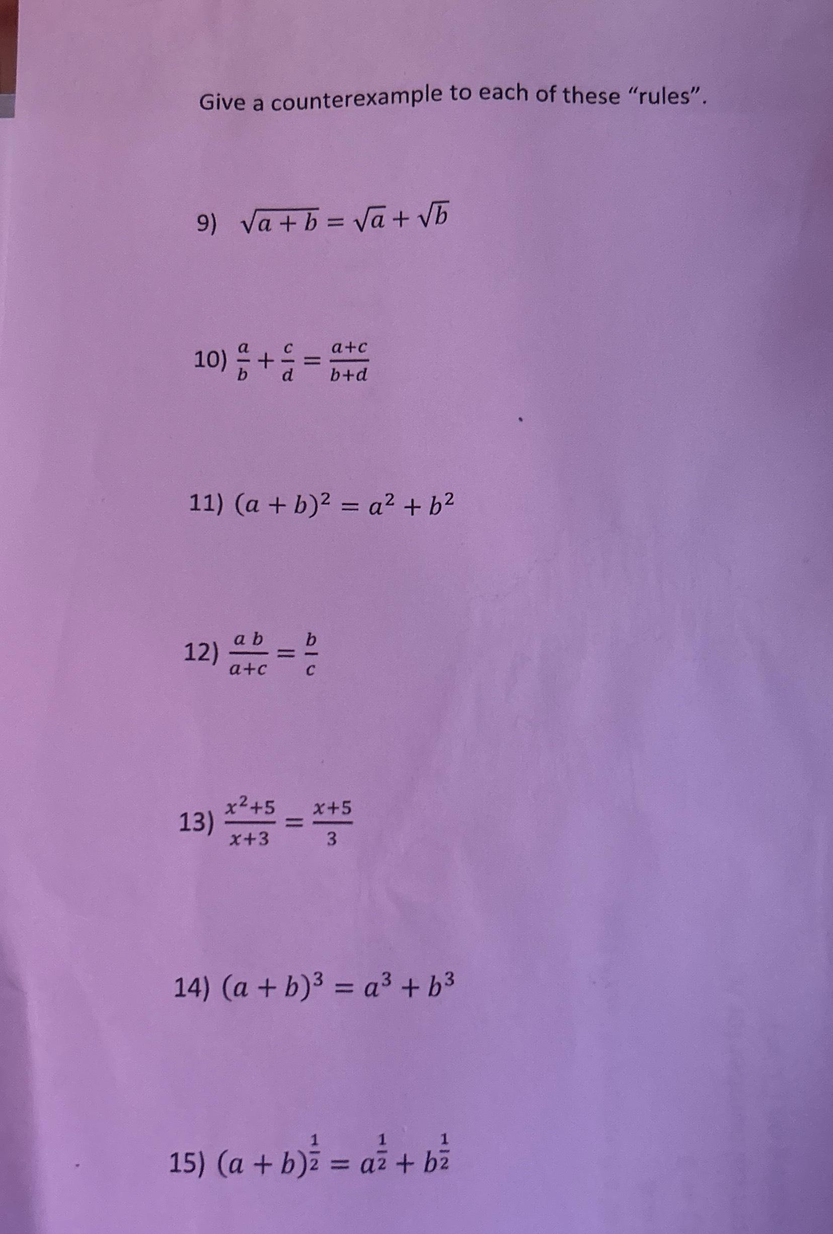 Solved Give a counterexample to each of these | Chegg.com